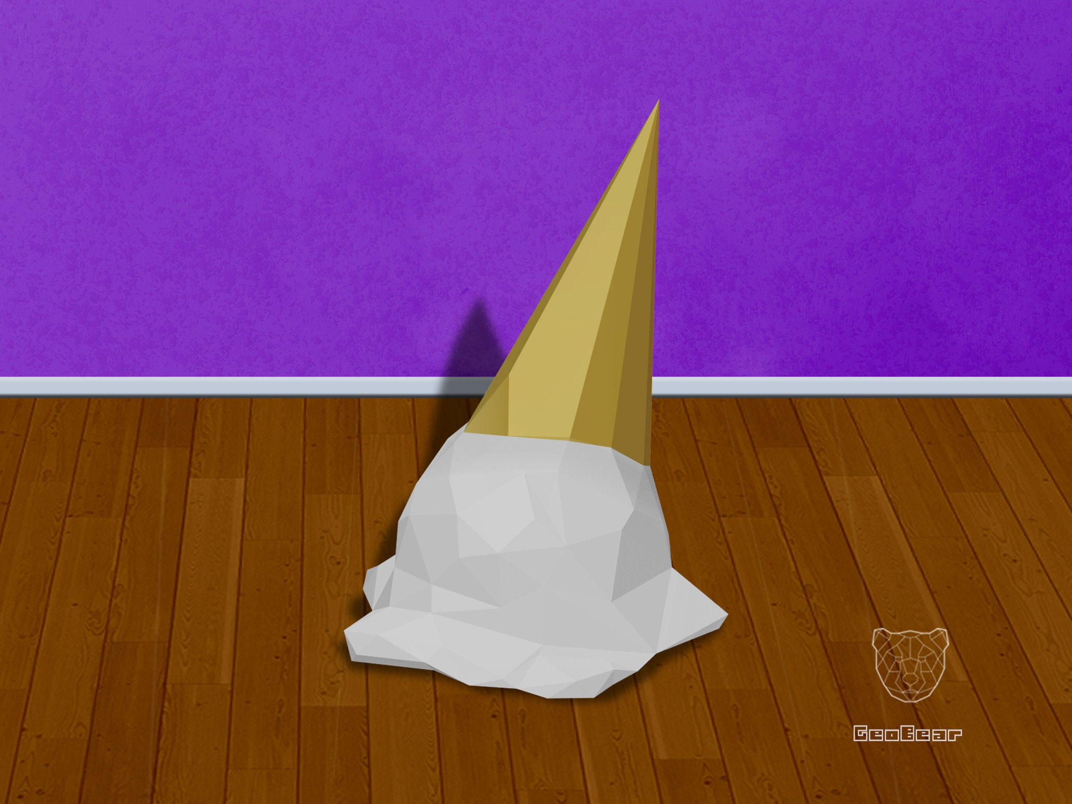 Geometric Papercraft Melting Ice Cream, 3D Low Poly Ice Cream, PDF ...