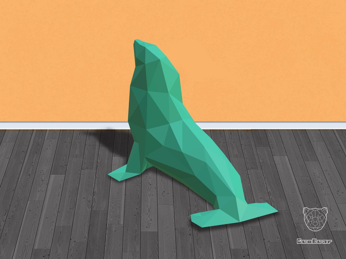Low Poly Sea Lion Papercraft Template- Geometric Seal, Abstract Seal ...