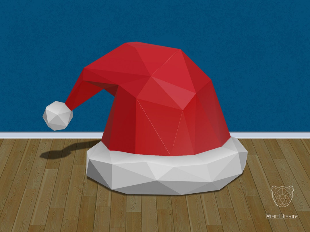 Low Poly Santa Hat Papercraft Template Geometric Santahat, Abstract ...