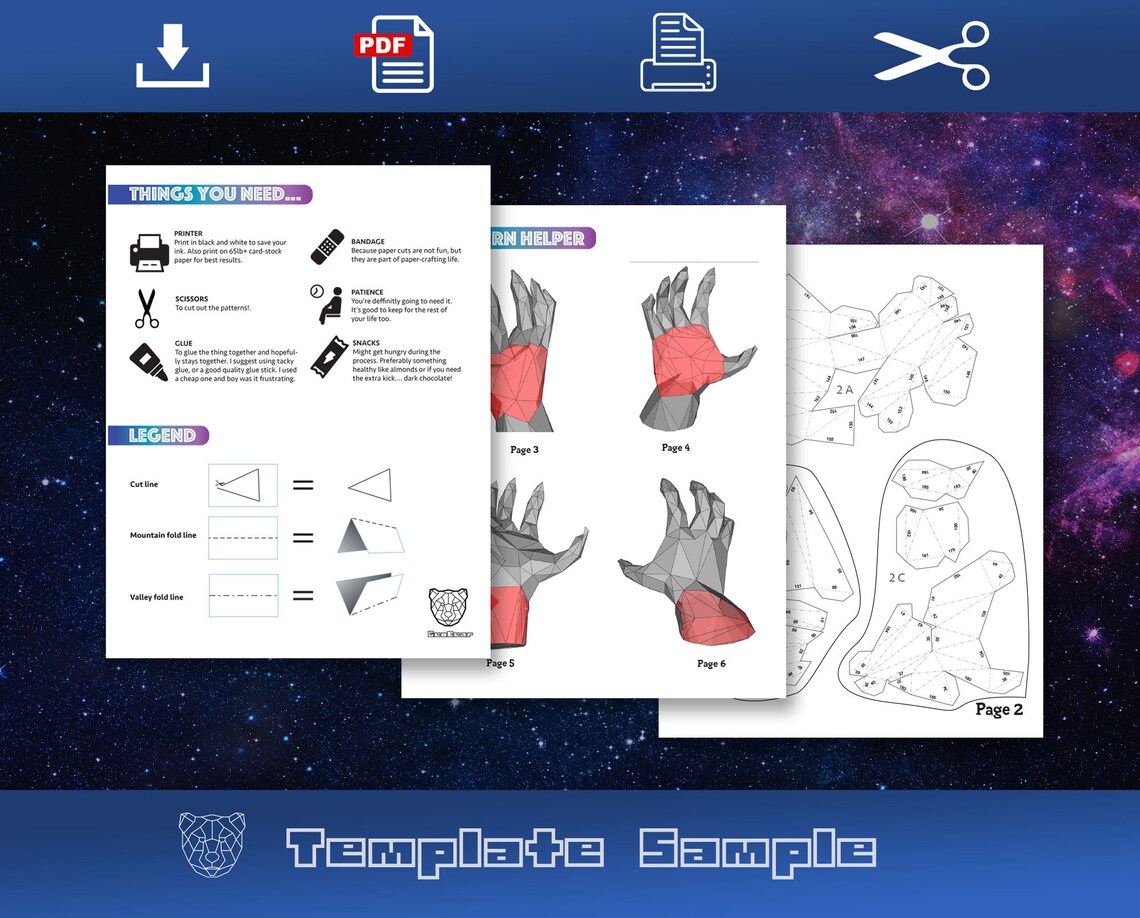 Low Poly Monster Hands Papercraft Template Geometric Hands - Etsy