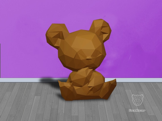 Geometric Teddy Bear Papercraft Low Poly Teddybear | Etsy