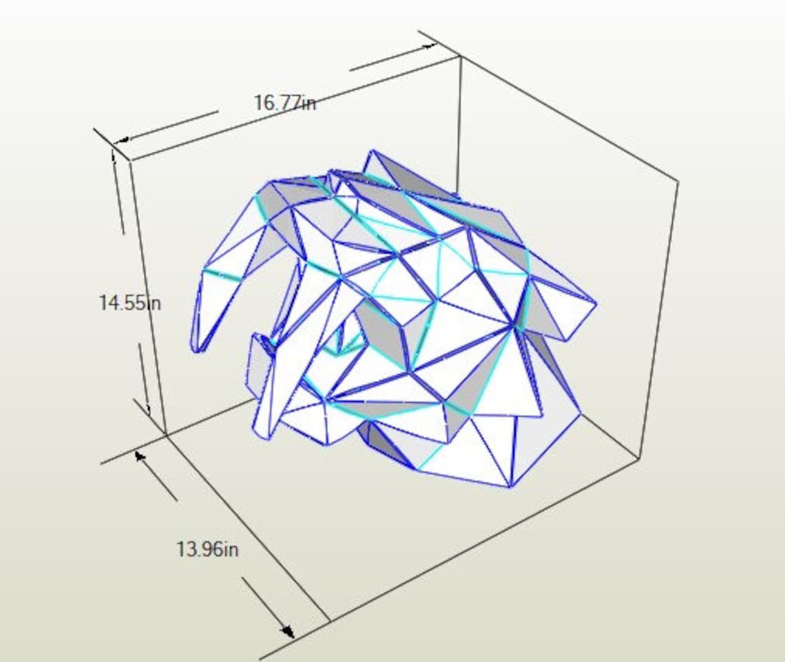 Geometric Papercraft Sabertooth Cat, Low Poly Animal Sabertooth, PDF ...