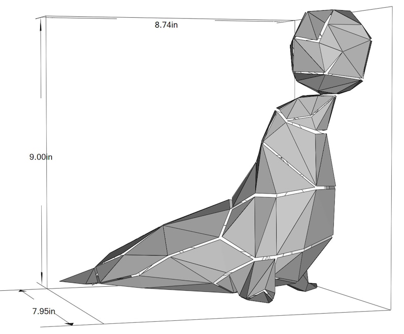 Low Poly Sea With Ball Papercraft Template- Geometric Seal, Abstract ...