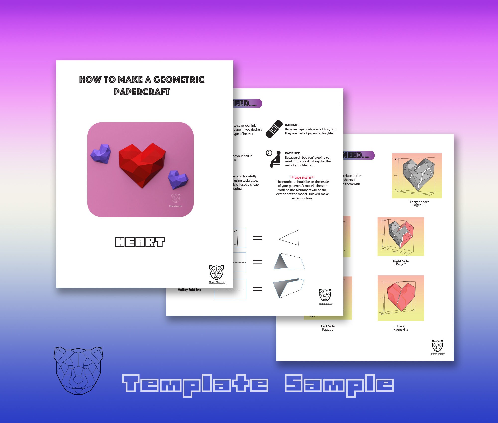 Geometric Papercraft Heart Low Poly Heart PDF Papercraft - Etsy