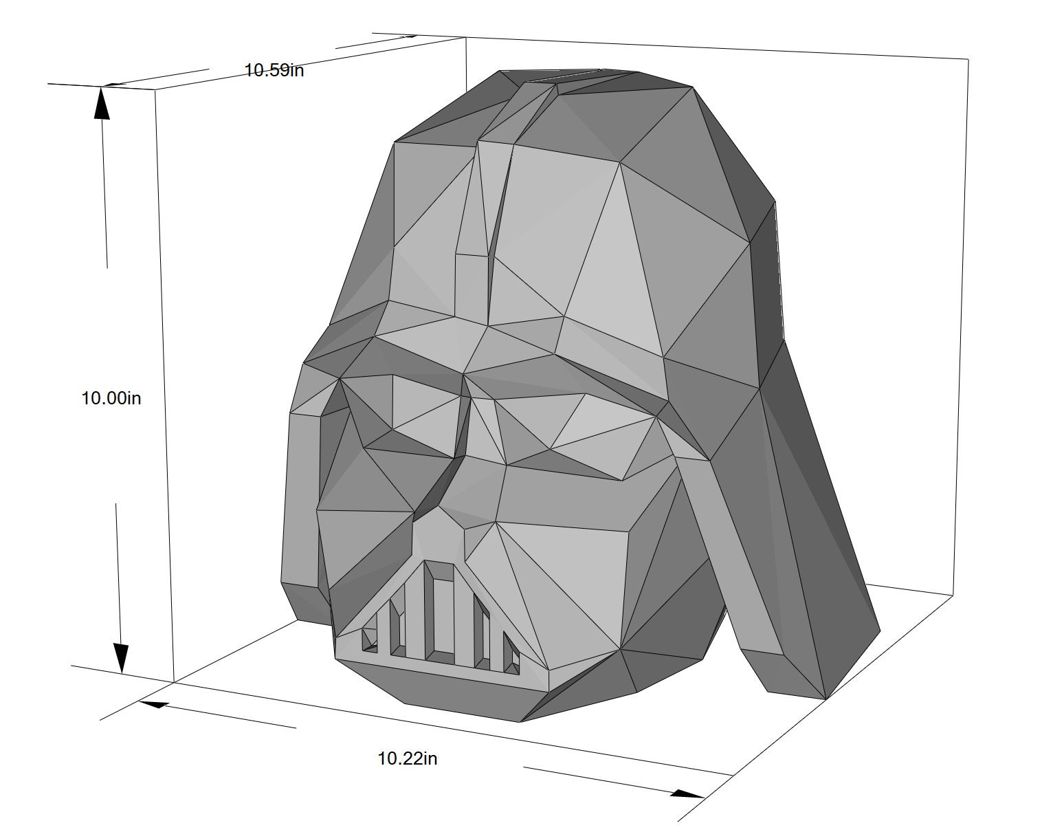 Low Poly Darth Vader Helmet Papercraft Template- Geometric Darth Vader ...