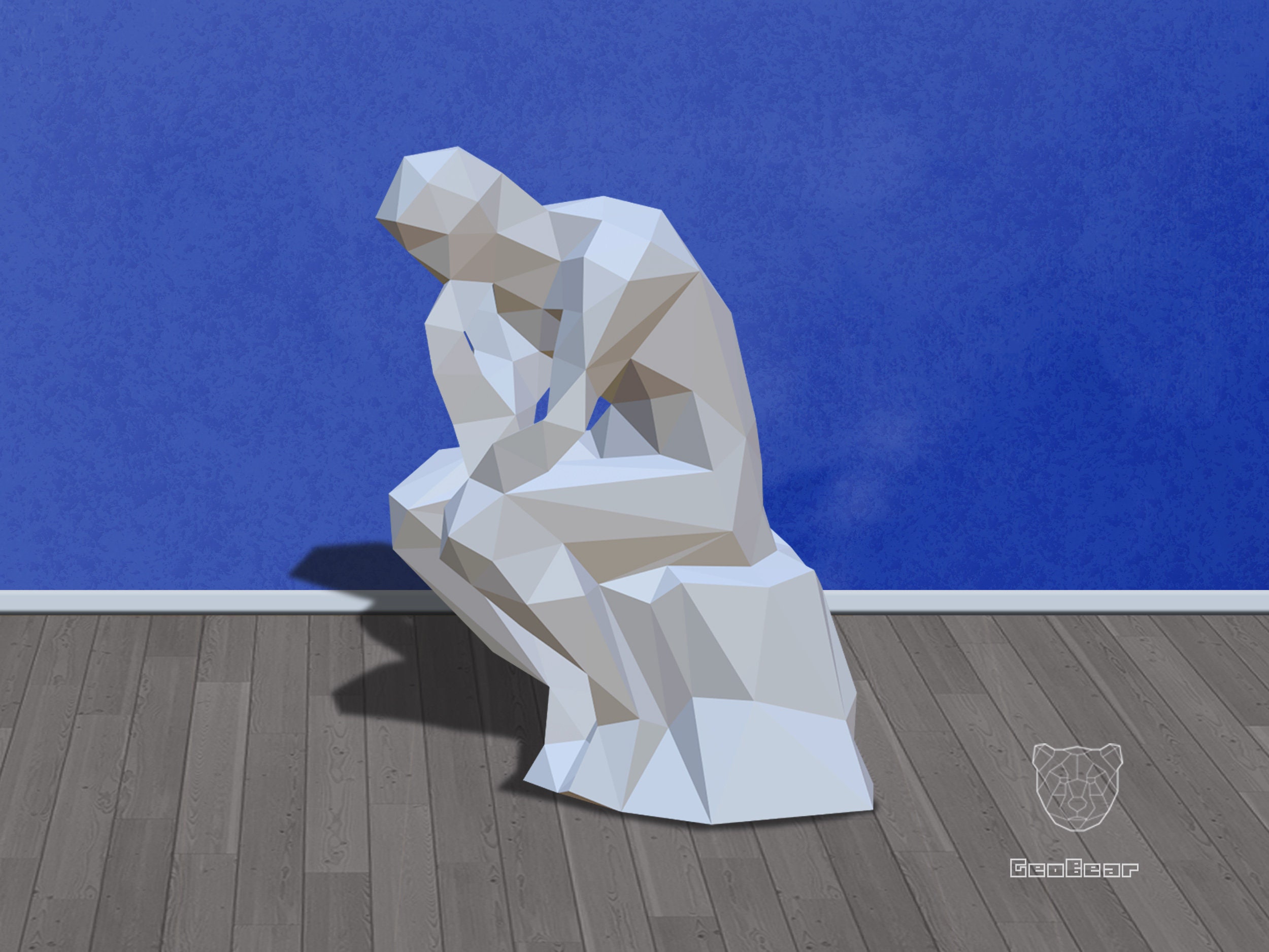 Geometric Papercraft Thinking Dude, Low Poly Sculpture, PDF TEMPLATE ...