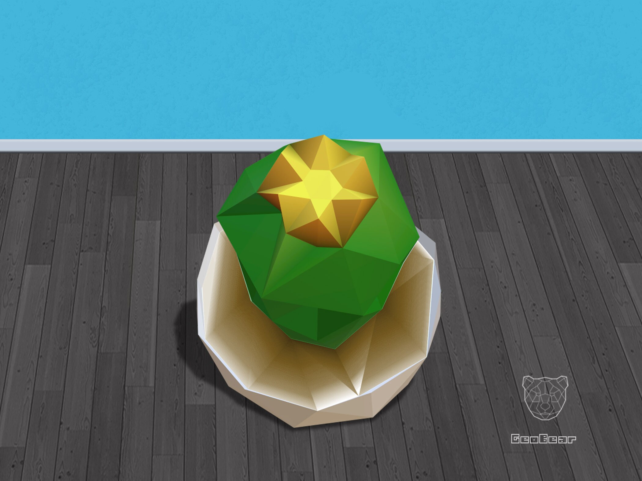 Low Poly Barrel Cactus Plant Papercraft Template- Geometric Barrel ...