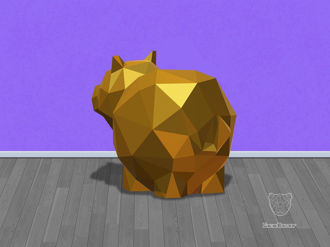 Low Poly Piggy Bank Papercraft Template- Geometric Pig, Abstract Piggy ...