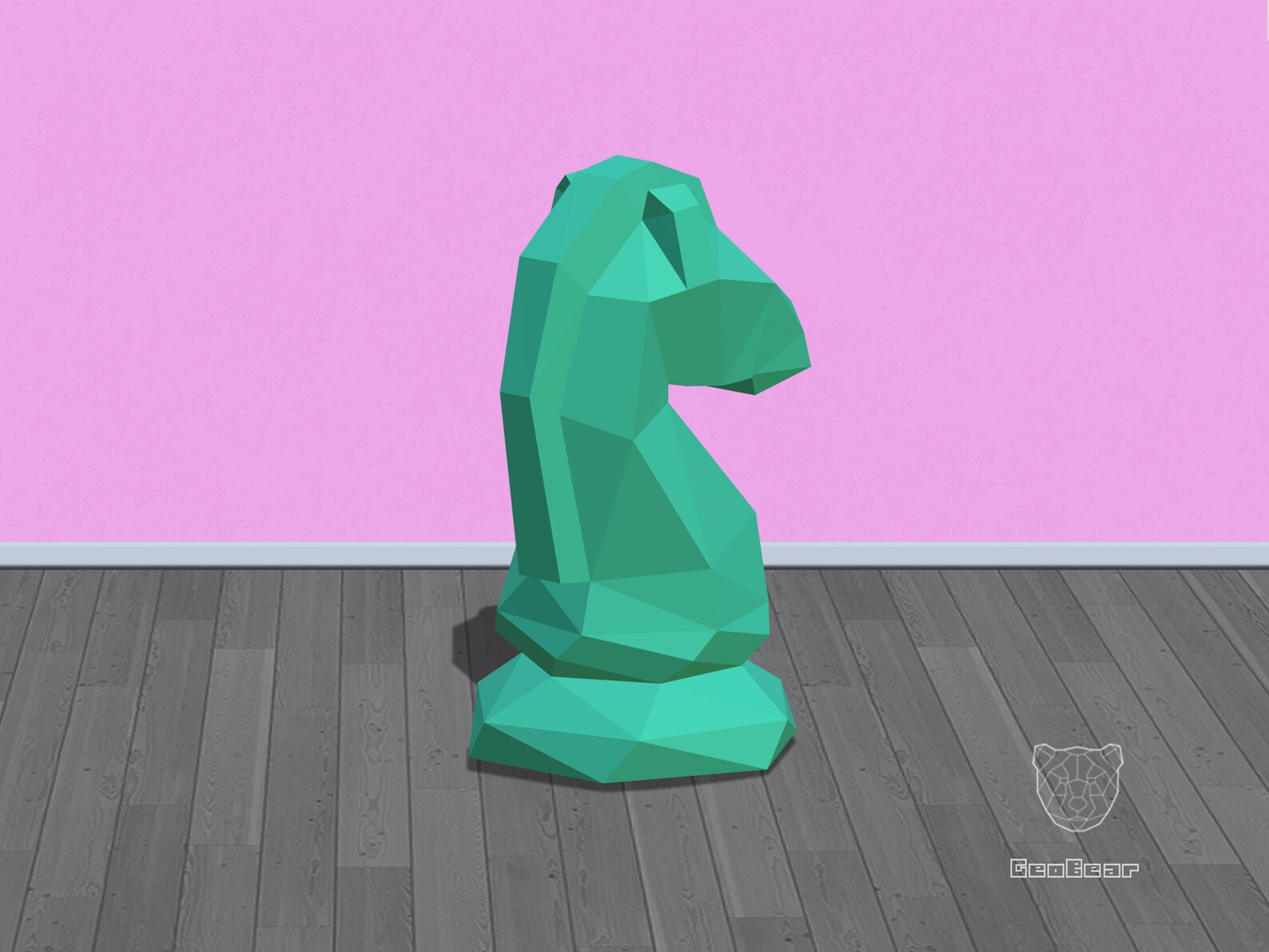 Papercraft Knight Chess Piece Template- Geometric Low Poly Knight Chess ...