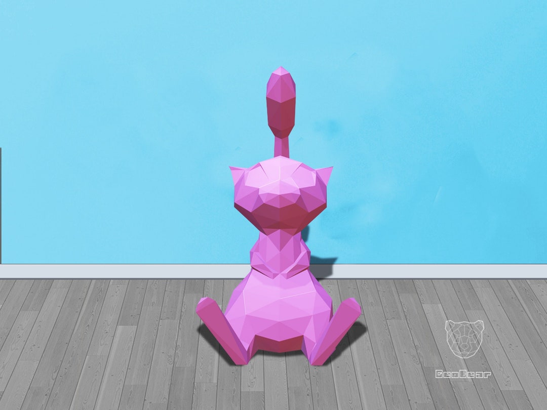 Geometric Mew Papercraft, Low Poly Mew, 3D Mew Pokemon PDF TEMPLATE - Etsy