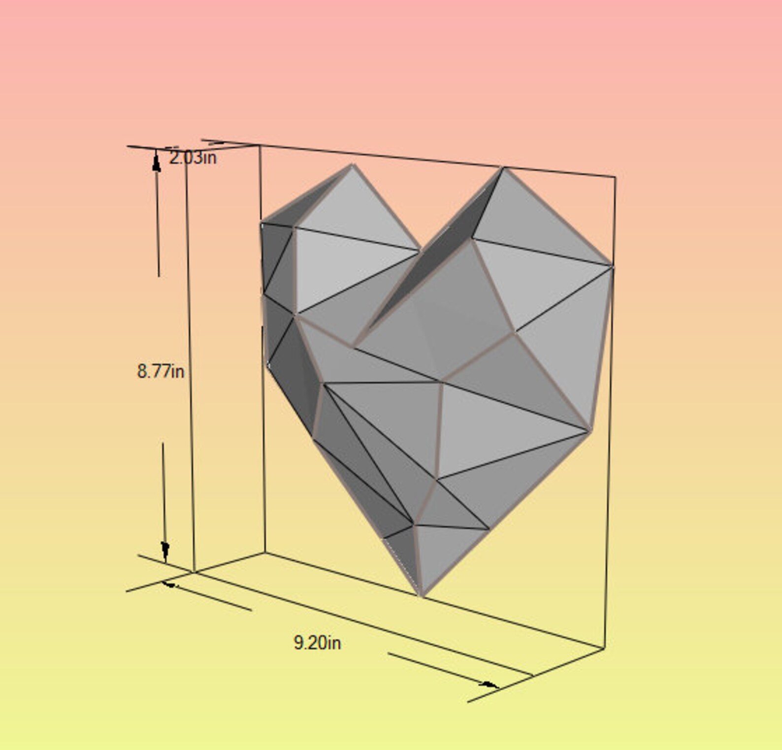 Geometric Papercraft Heart, Low Poly Heart, PDF Papercraft TEMPLATE ...