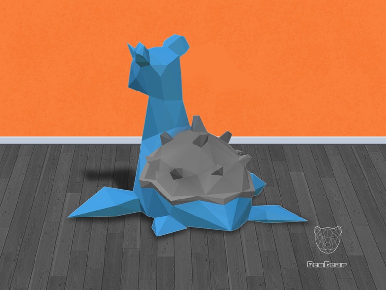 Low Poly Pokemon Lapras Papercraft Template- Geometric Lapras, Abstract ...