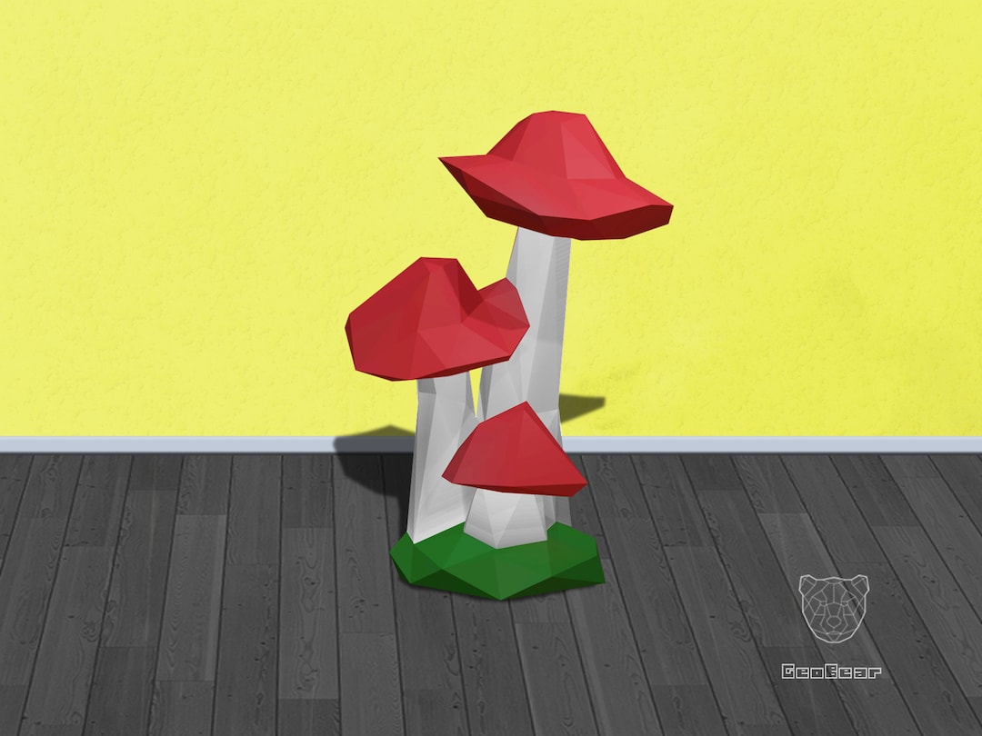 Mushrooms Papercraft, Low Poly Mushrooms, Abstract Shrooms, Abstract ...