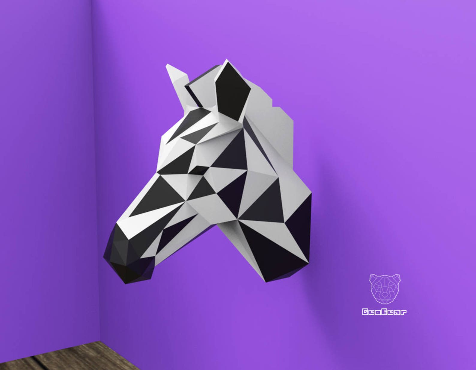 Geometric Paper Craft Zebra, 3D Low Poly Zebra, PDF TEMPLATE, Paper ...