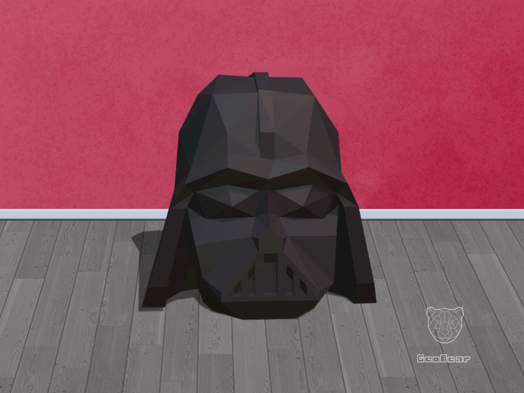 Low Poly Darth Vader Helmet Papercraft Template- Geometric Darth Vader ...