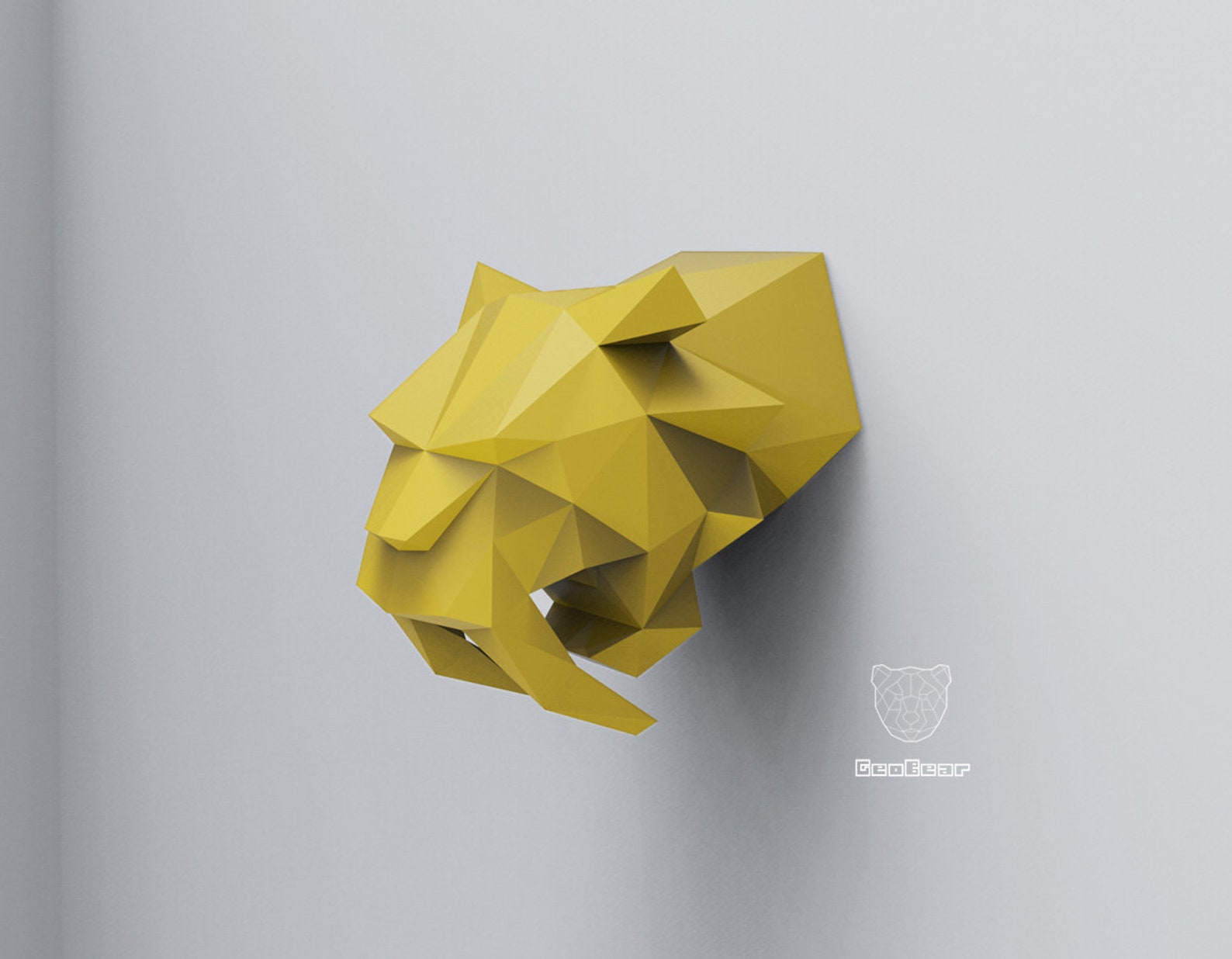 Geometric Papercraft Sabertooth Cat, Low Poly Animal Sabertooth, PDF ...