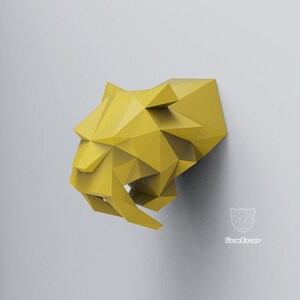 Geometric Papercraft Sabertooth Cat, Low Poly Animal Sabertooth, PDF ...