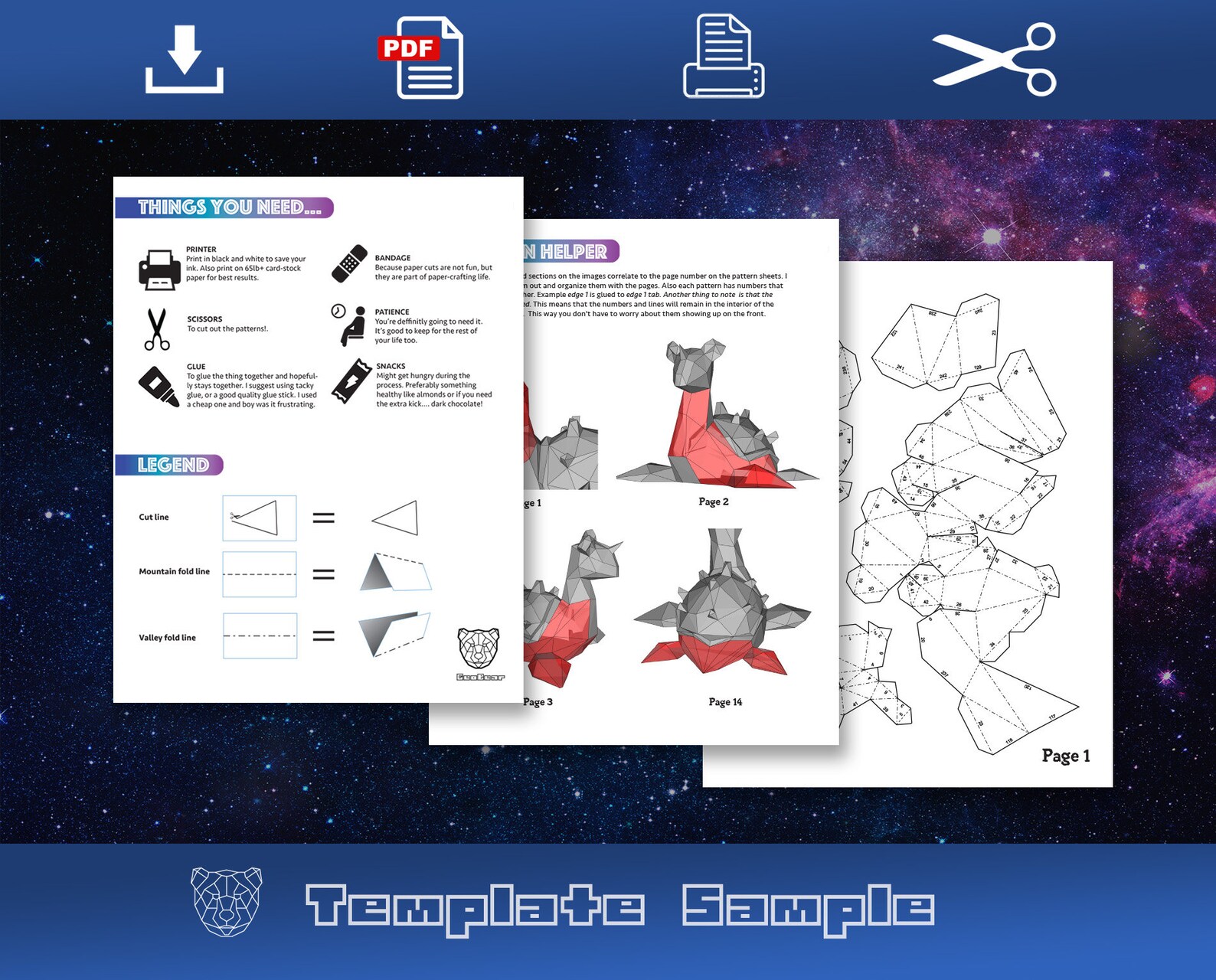 Low Poly Pokemon Lapras Papercraft Template- Geometric Lapras, Abstract ...