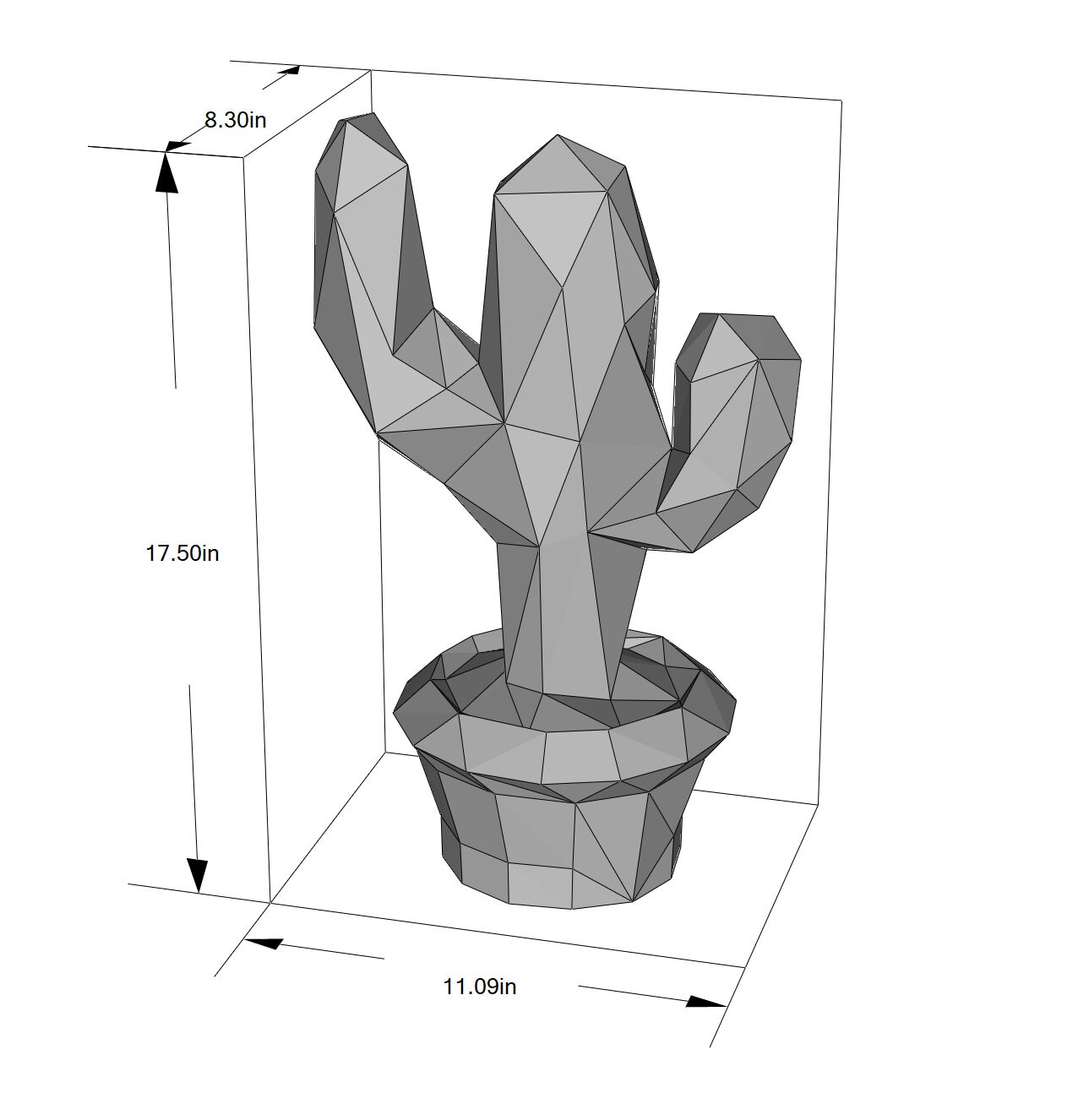 Low Poly Cactus Plant Papercraft Template Geometric Medium Cactus ...