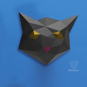 Geometric Cat Face Papercraft, Low Polycat Head, PDF TEMPLATE ...
