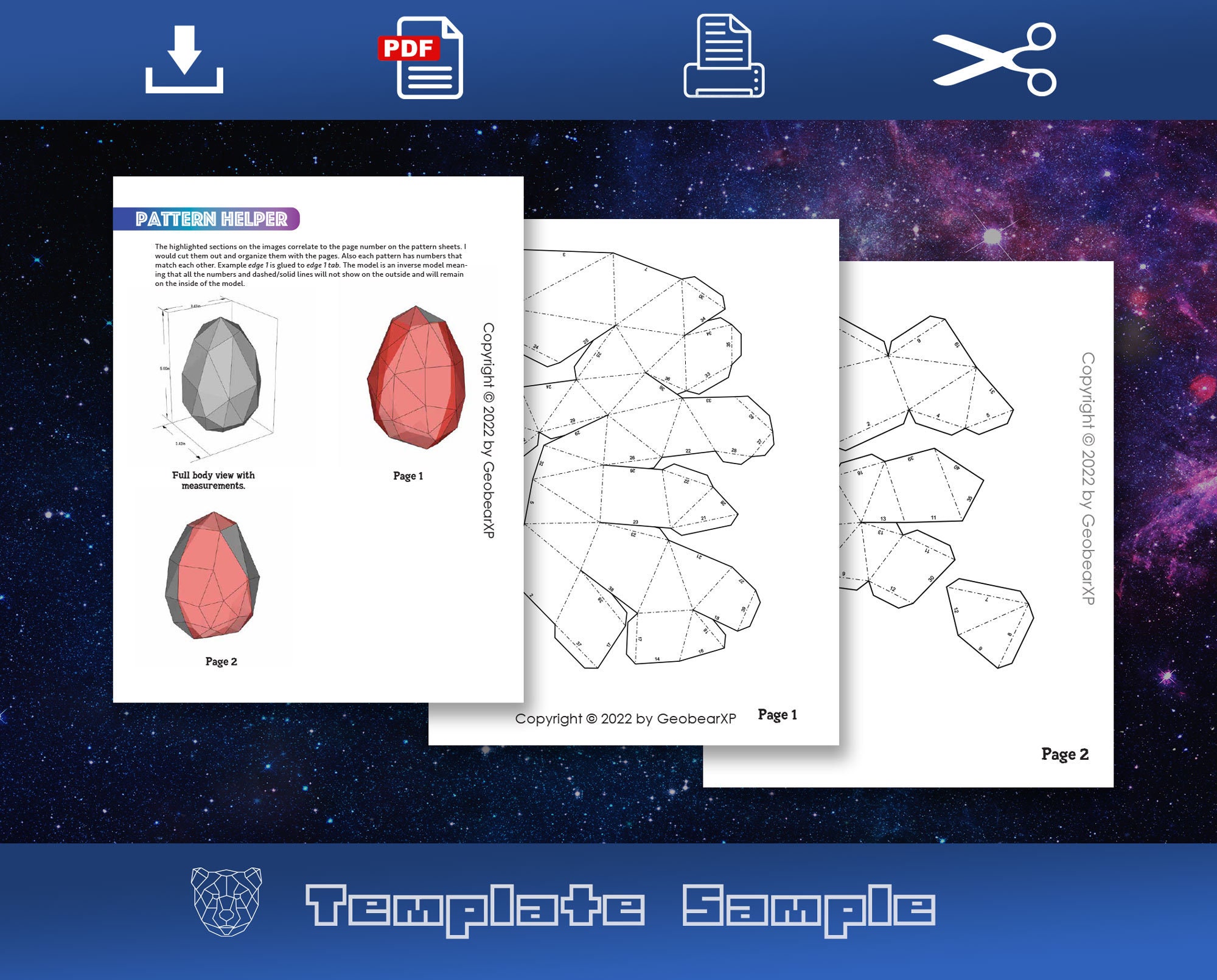 Papercraft Egg, Low Poly Geometric Eggs, Abstract Egg Sculpture DIY PDF ...