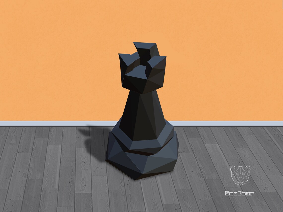 Papercraft Rook Chess Piece Template Geometric Low Poly Rook Chess ...