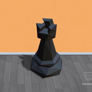 Papercraft Rook Chess Piece Template- Geometric Low Poly Rook Chess ...