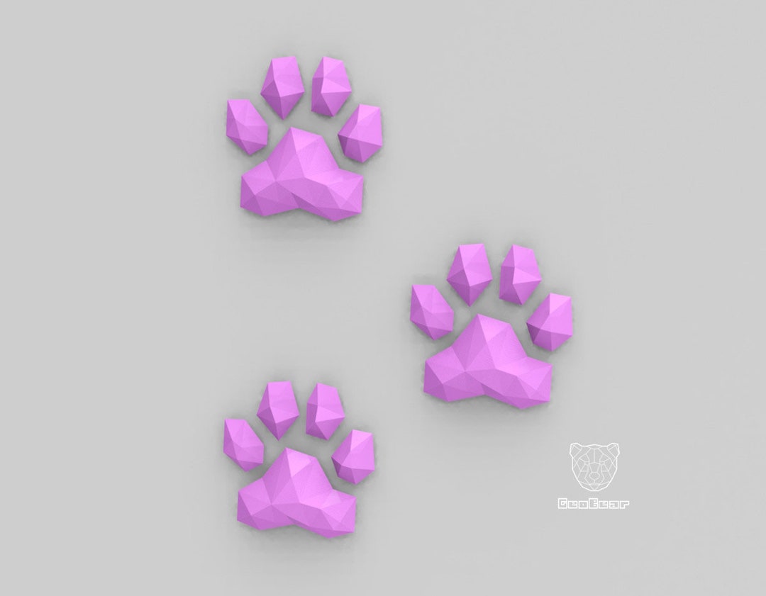 Geometric Papercraft Paw Prints, Low Poly Animal Paw Prints, PDF ...