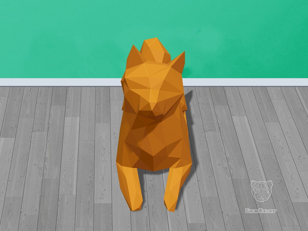 Low Poly Papercraft Shiba Inu, Geometric Shiba Inu, PDF Papercraft ...