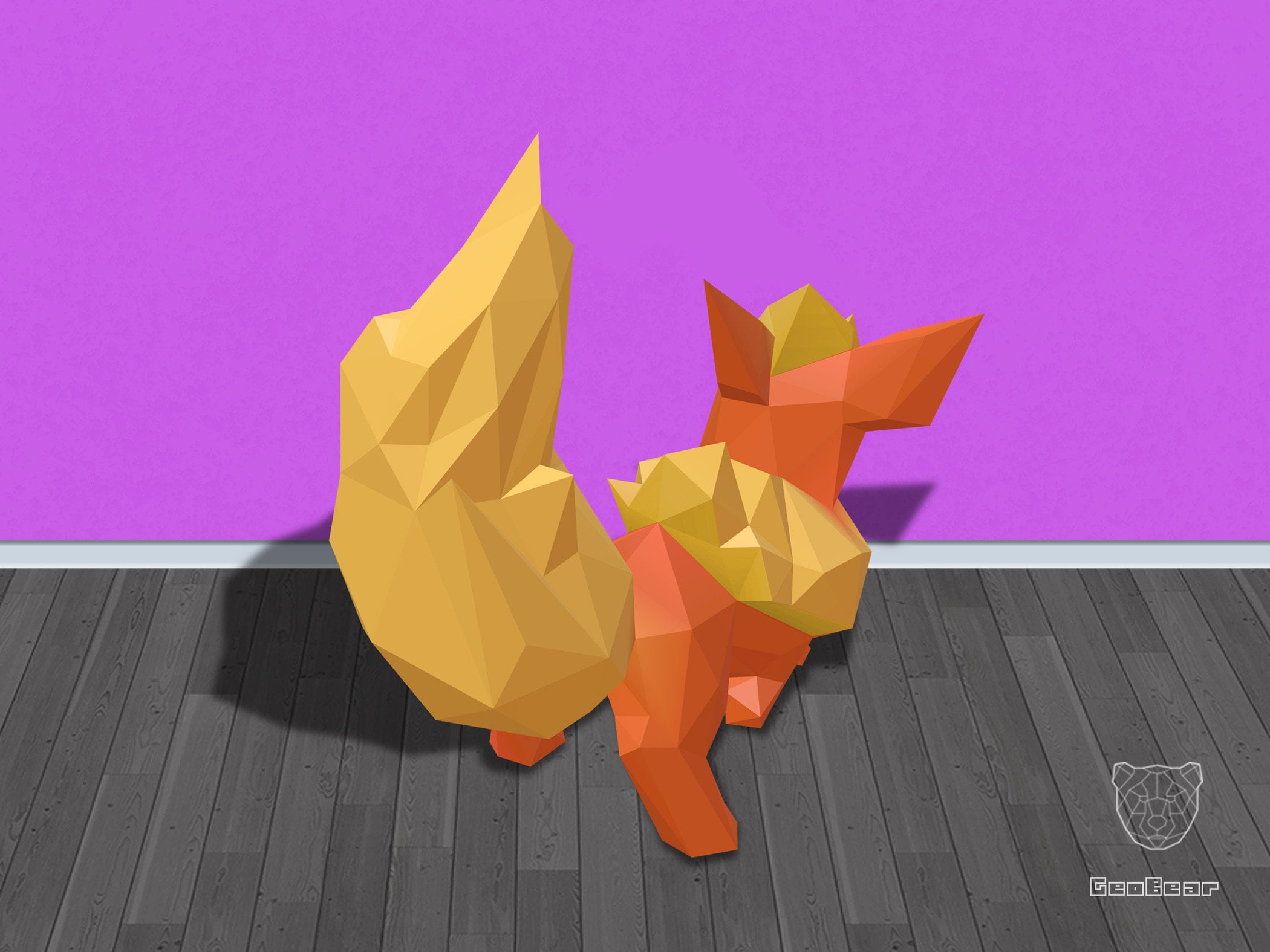 Low Poly Flareon Papercraft Template- Geometric Pokemon, Abstract ...