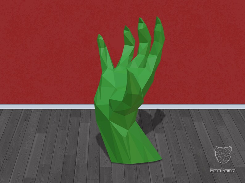 Low Poly Monster Hands Papercraft Template- Geometric Hands, Abstract ...
