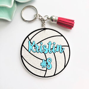 Volleyball Keychain - Glitter - Personalized - Volleyball Team Gift ...