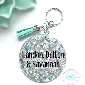 Mom Life Keychain Mom of Both Childrens Names Kids Names Tassel ...