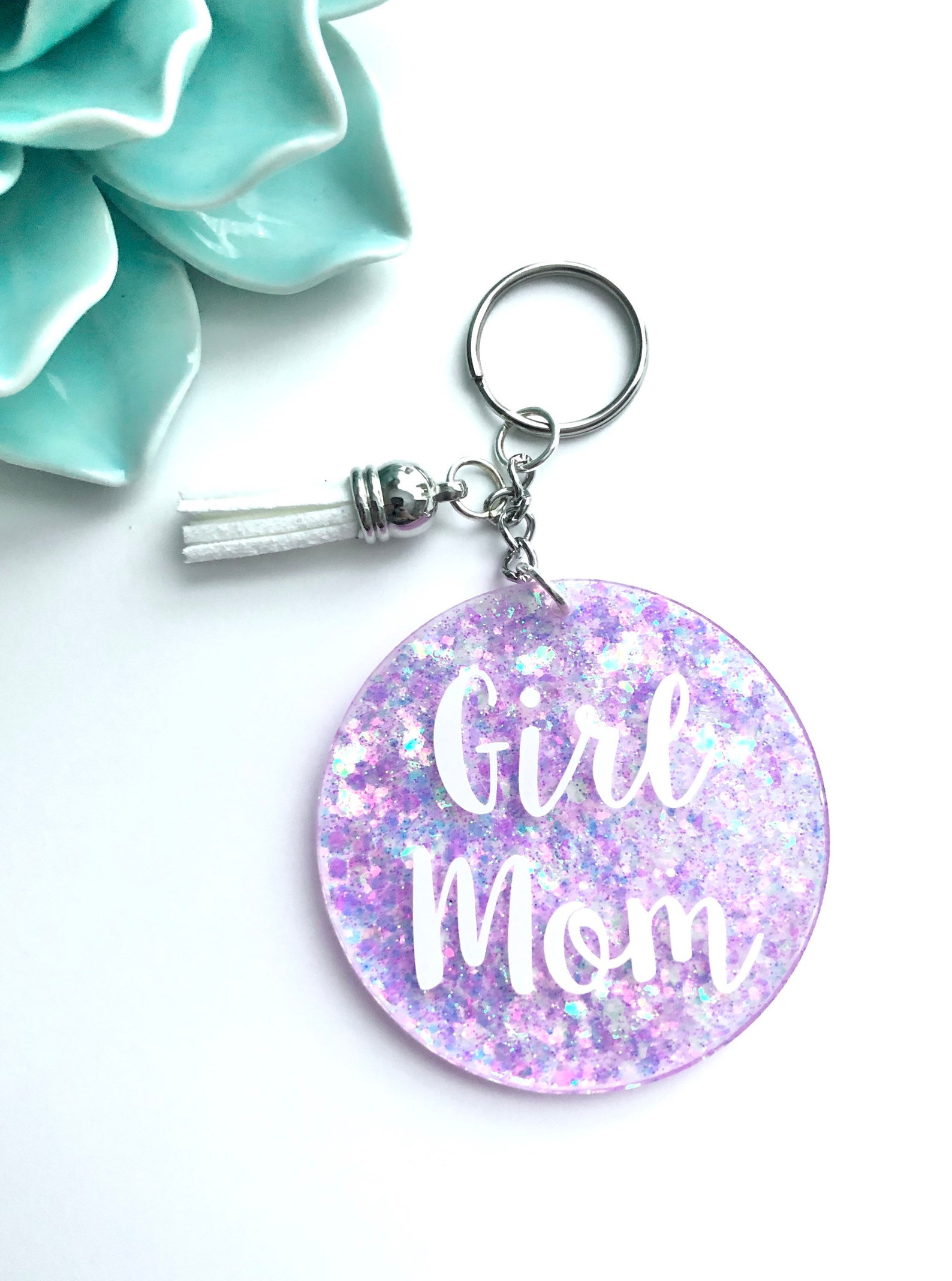 Girl mom keychain mom of girls childrens names kids | Etsy