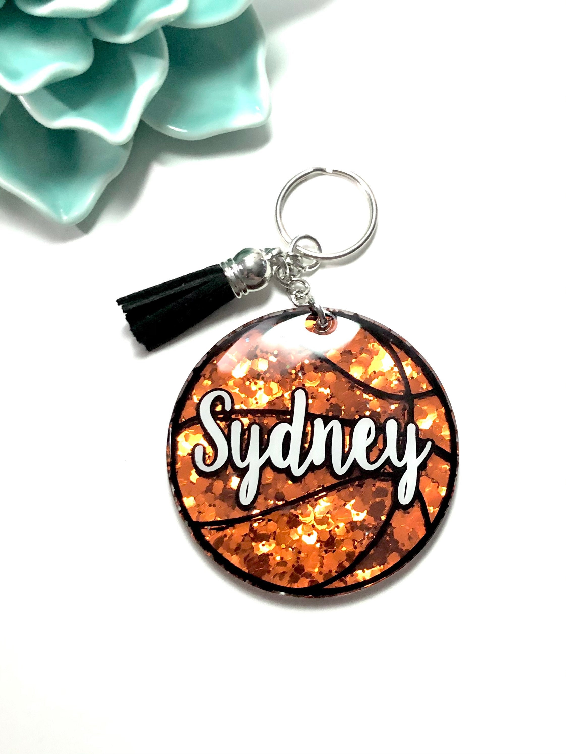Basketball keychain glitter personalized basketball team | Etsy