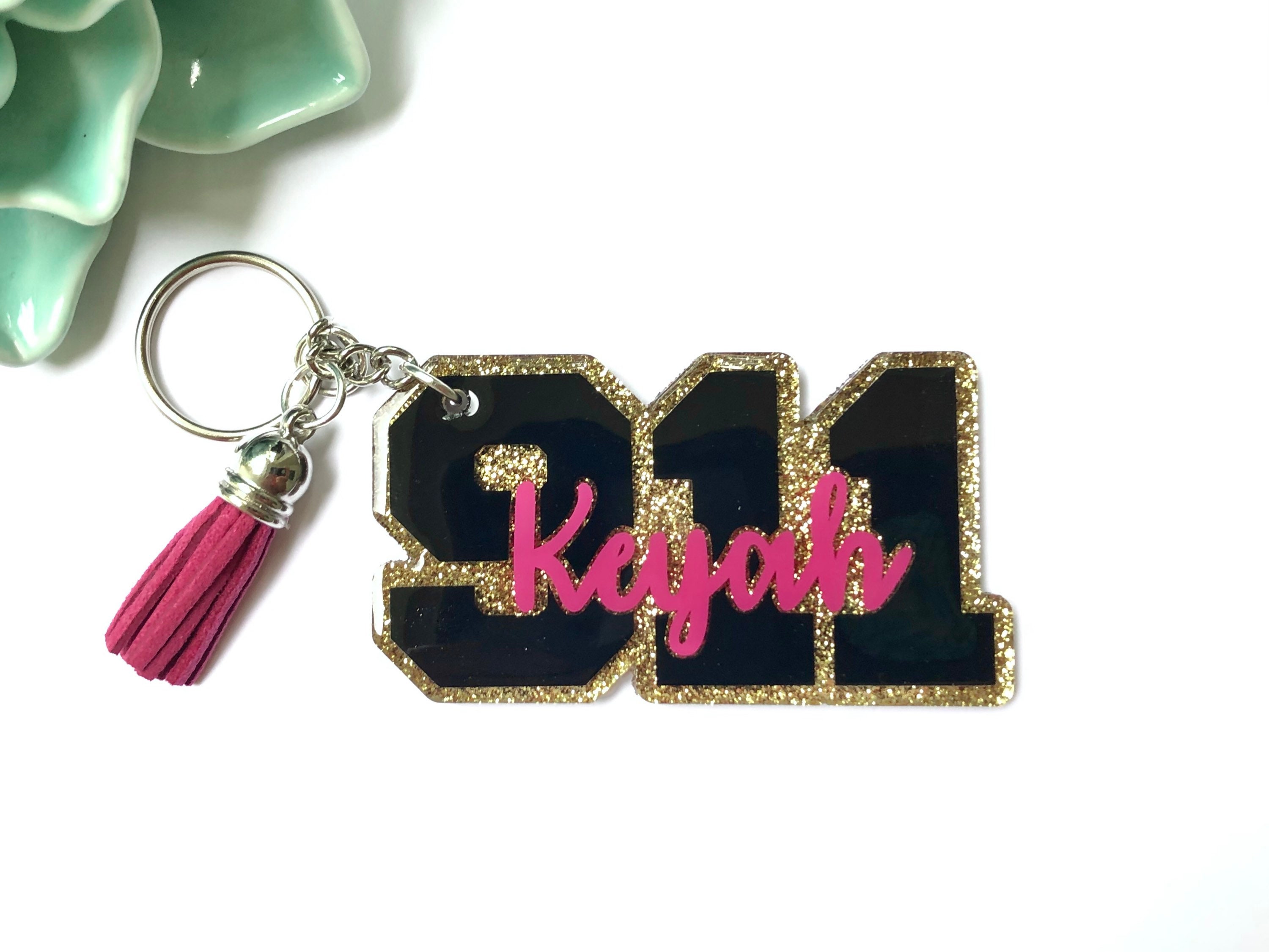 911 Dispatcher Keychain Acrylic Glitter Thin Gold Line - Etsy