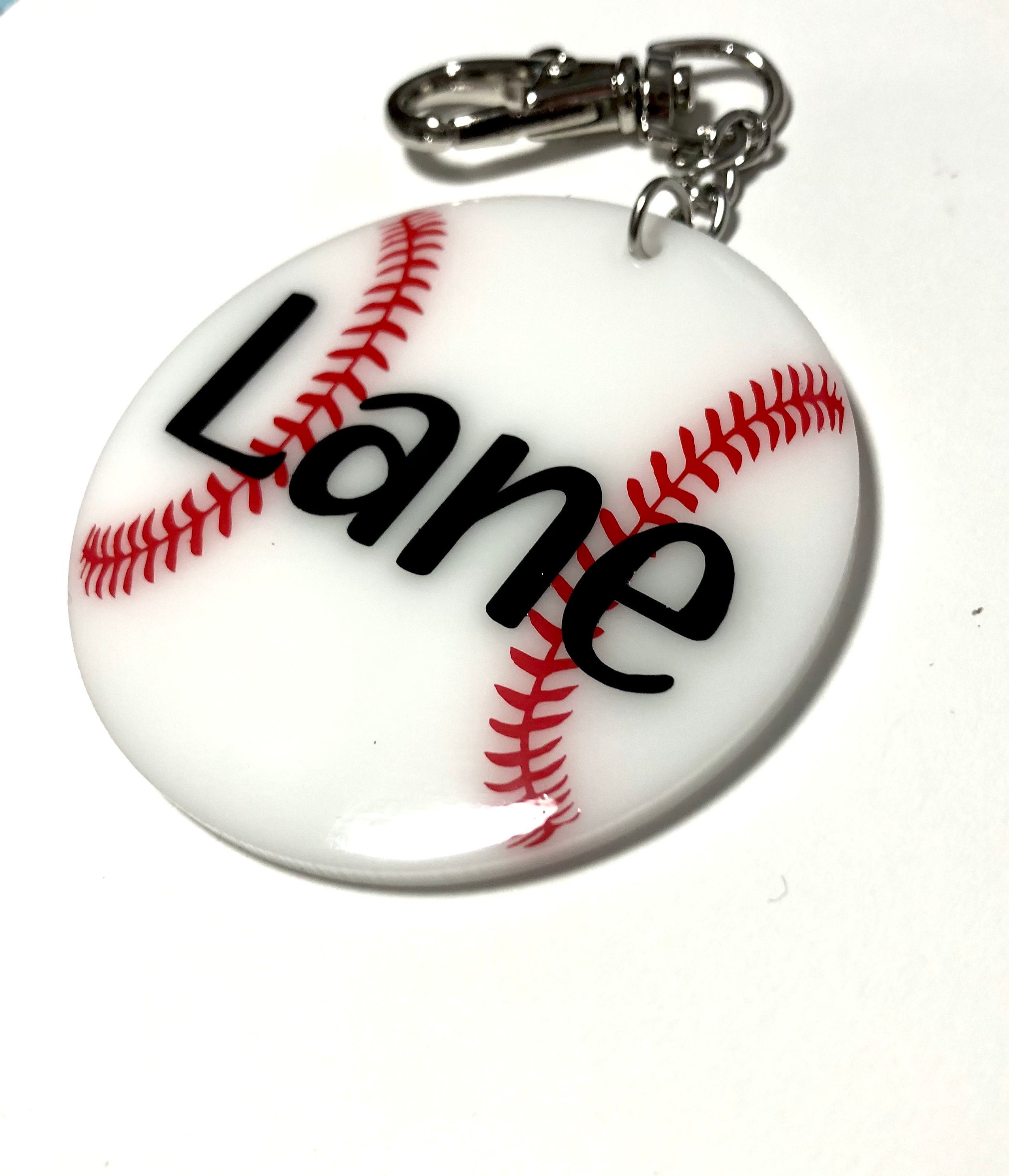 Baseball Keychain - Personalized Baseball Bag Tag - - Etsy