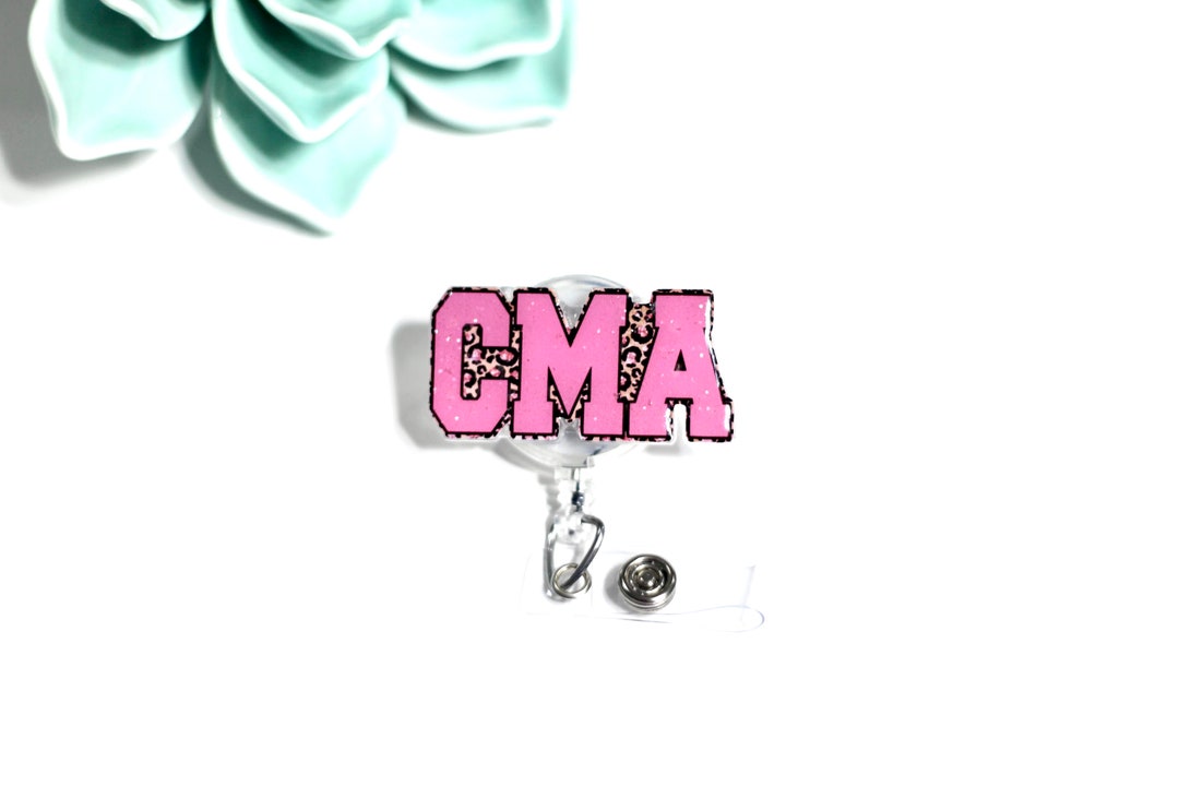 CMA Badge Reel: Glitter Cheetah Print, Retractable ID Holder - Etsy