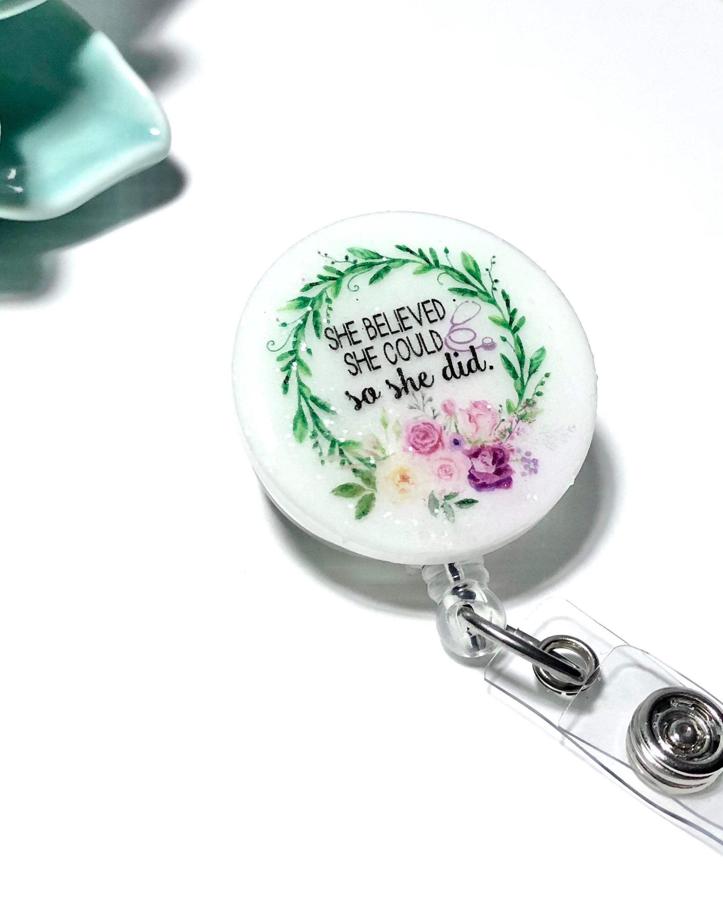 She believed she could so she did badge reel retractable id | Etsy