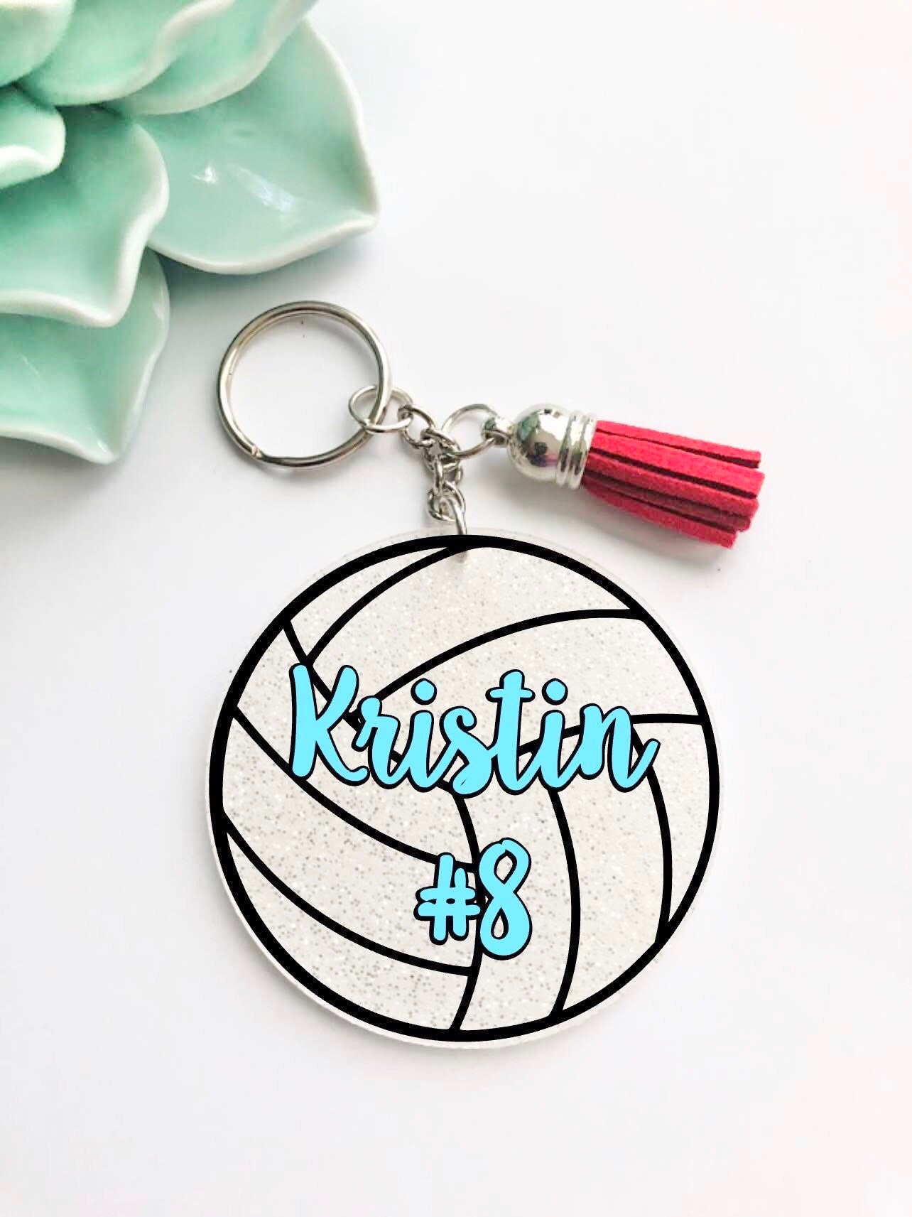 Volleyball Keychain Glitter Personalized Volleyball Team - Etsy