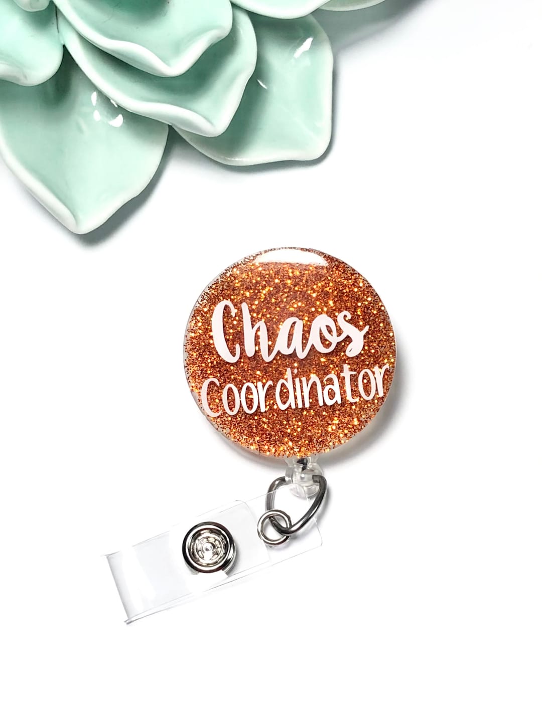 Chaos Coordinator Glitter Badge Reel - Acrylic ID Holder - Etsy