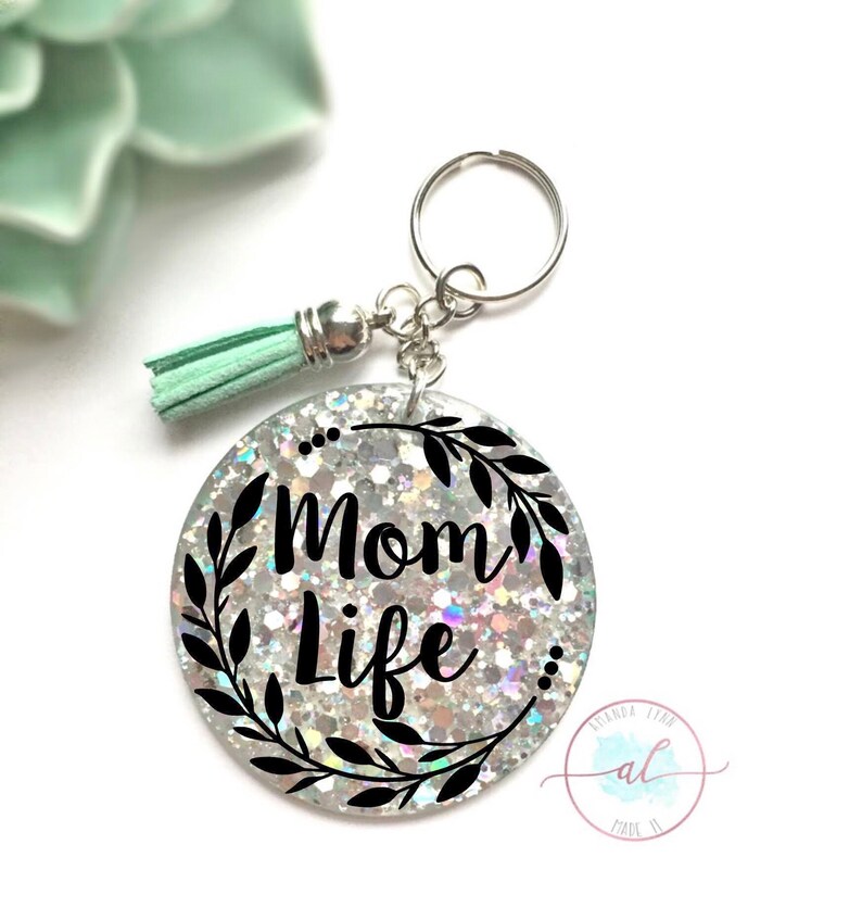 Mom life keychain mom of both childrens names kids | Etsy