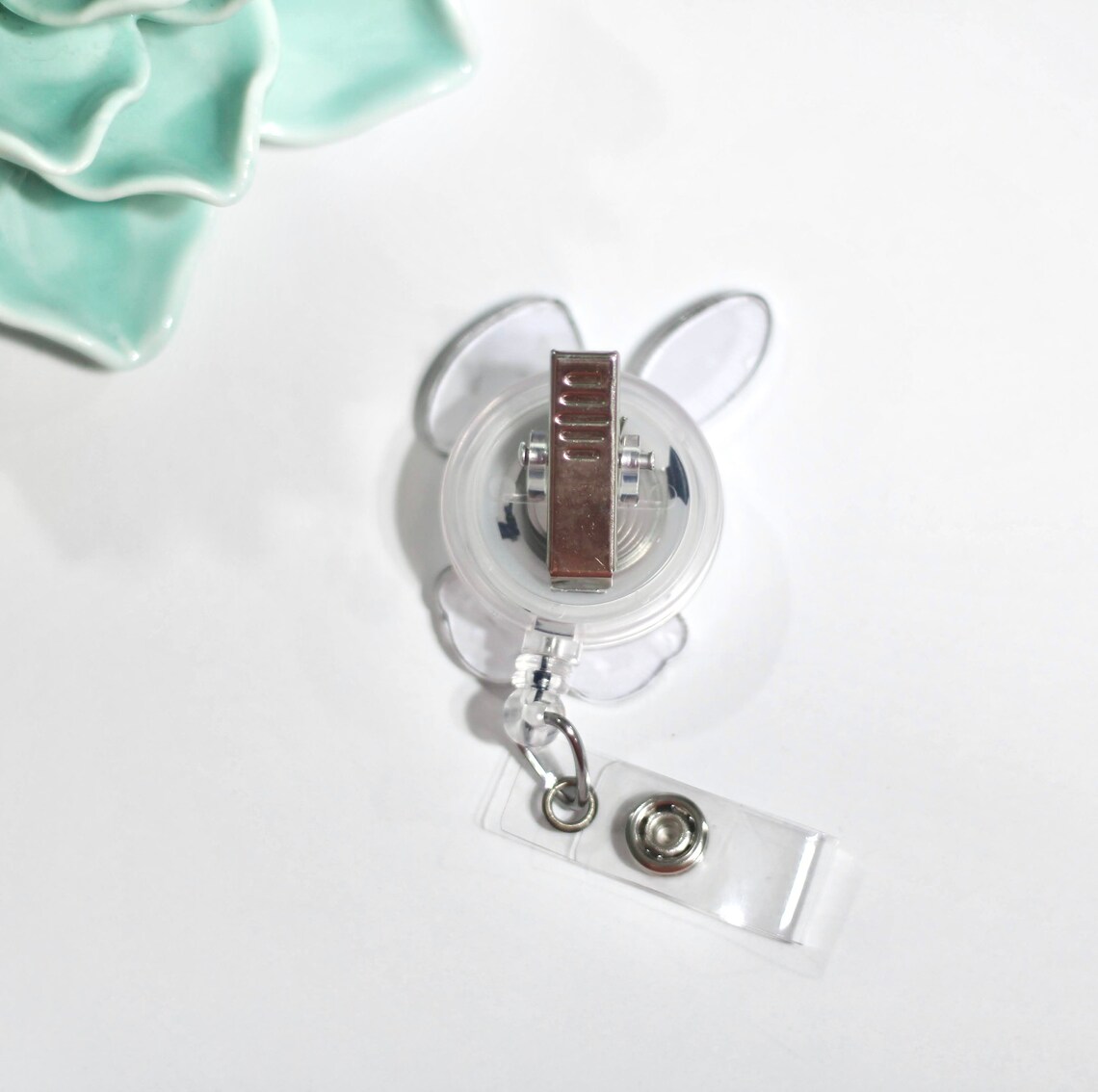Easter Bunny Badge Reel: Glitter Resin Acrylic Alligator Clip - Etsy