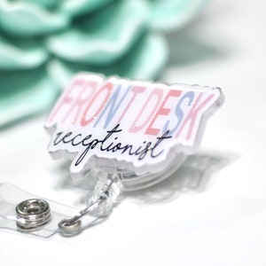Glitter Front Desk Badge Reel: Acrylic Receptionist ID Holder - Etsy