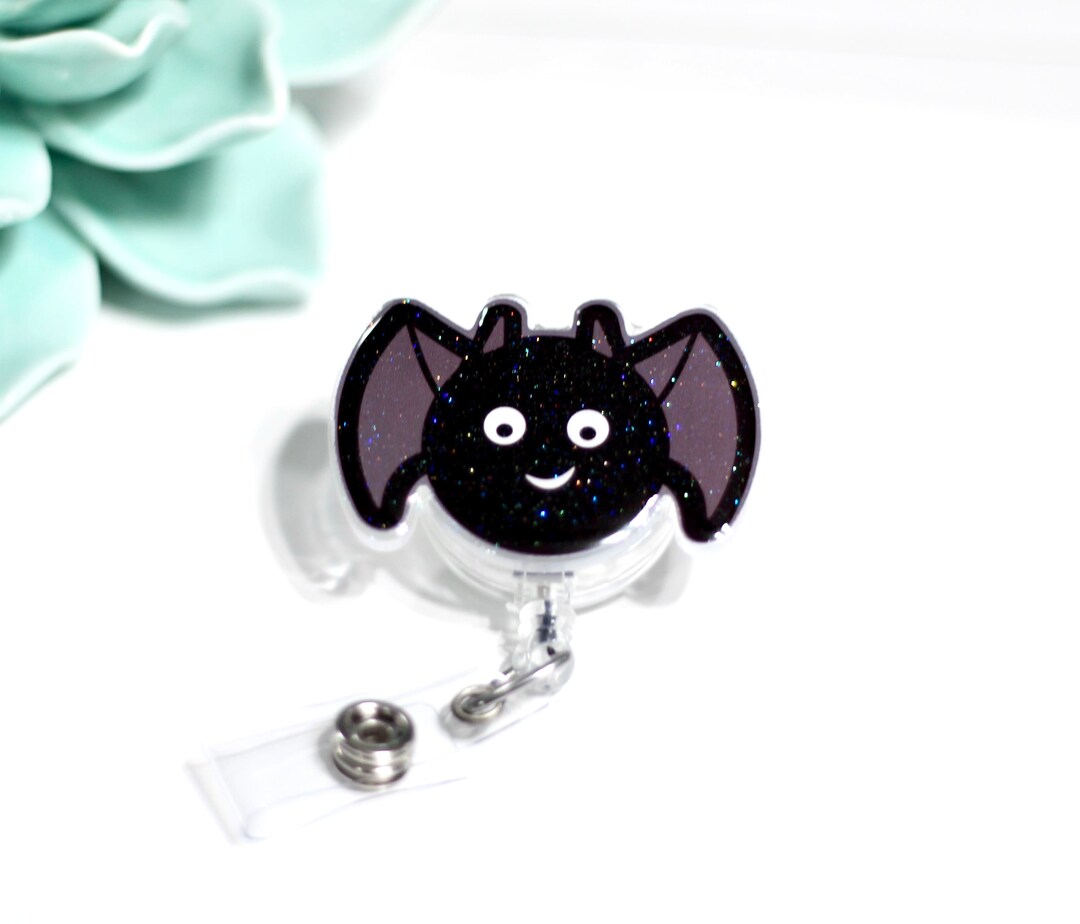 Cute Halloween Bat Badge Reel - Fall Badge Reel - Glitter Retractable ...