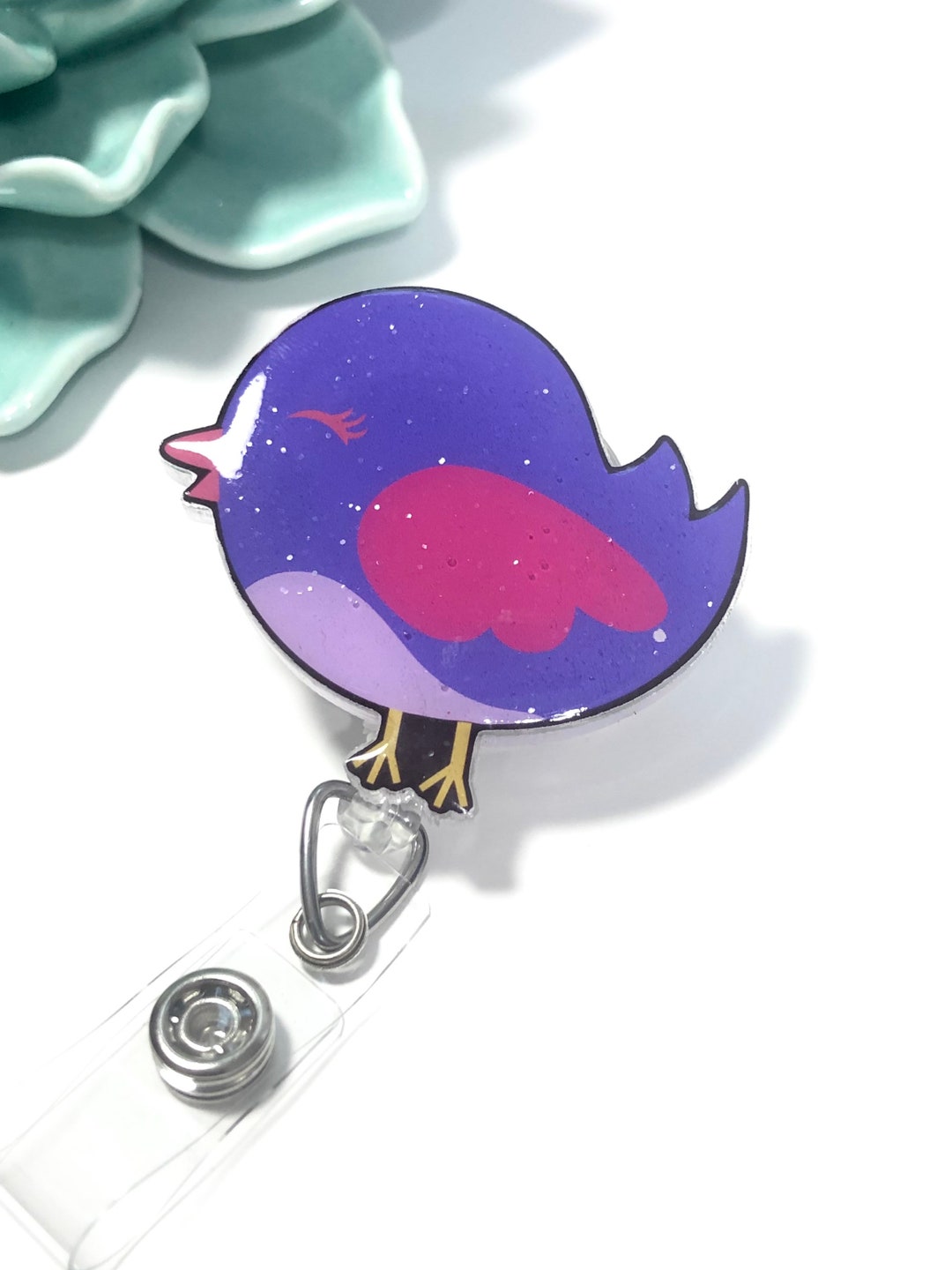 Baby Bird Badge Reel Glitter Badge Holder Medical ID Card Pediatrics ...