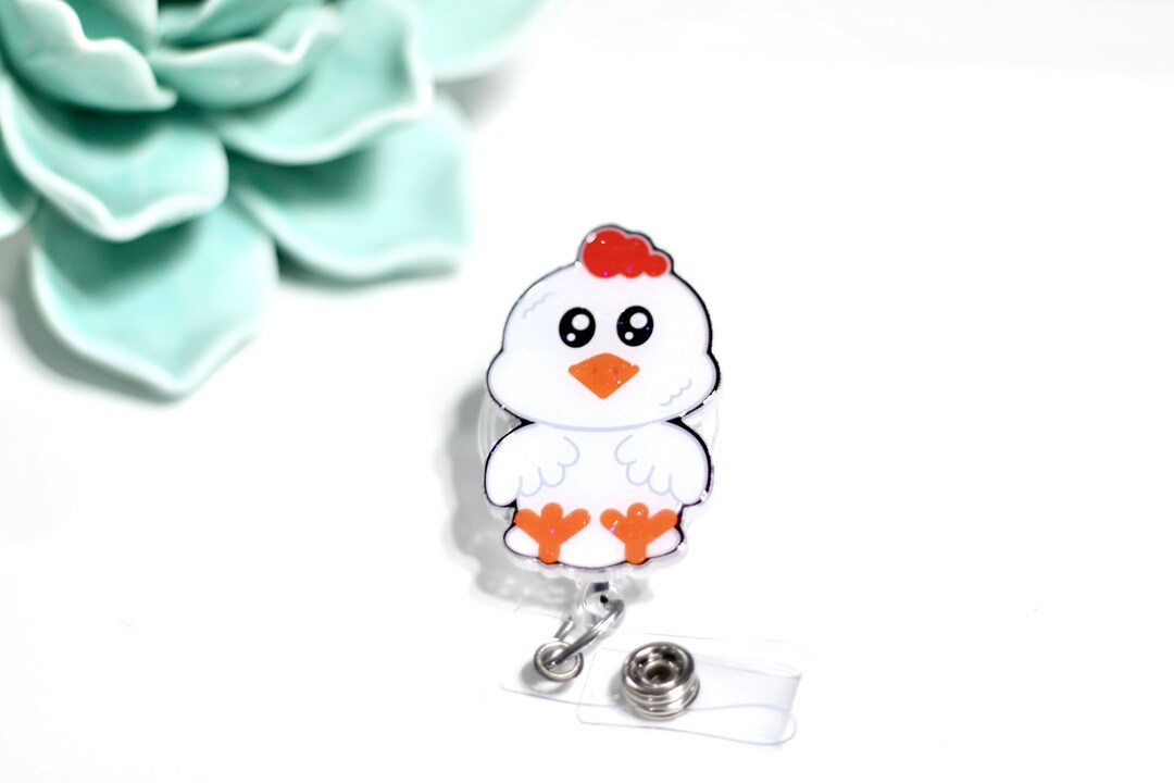 Sitting Chicken Badge Reel - L&d - Nurse Badge Holder - RN Badge Reel ...