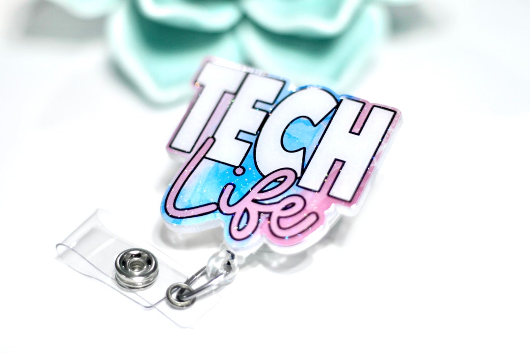 Tech Life Badge Reel, Medical Assistant, Glitter Retractable Reel ...