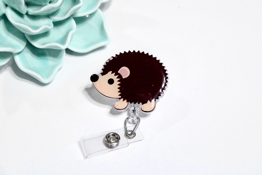 Hedgehog Badge Reel - L&d - Nurse Badge Holder - Glitter - Id Key Card ...