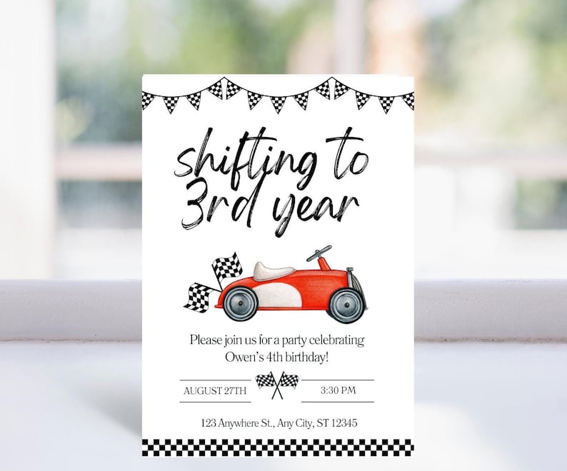 Shifting Into 3rd Birthday, Third Birthday Party, Racing Party, Racecar ...